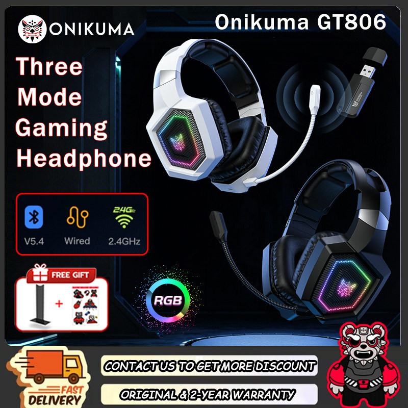 Onikuma GT806 Bluetooth Headphone Wireless Gaming Headset With Mic ...