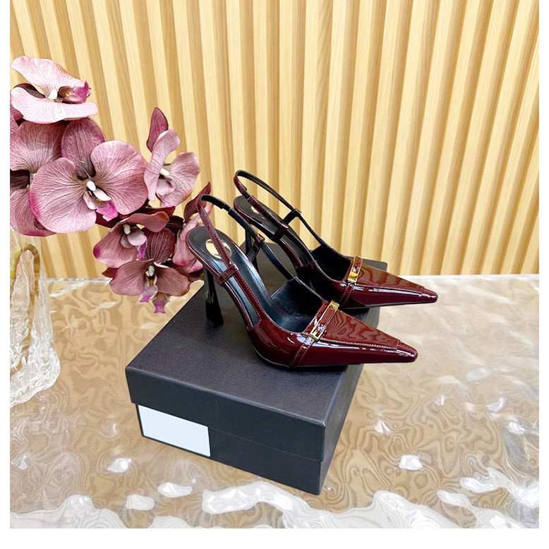 French Style New High Heels Women's Metal Square Toe Sandals | Shopee ...