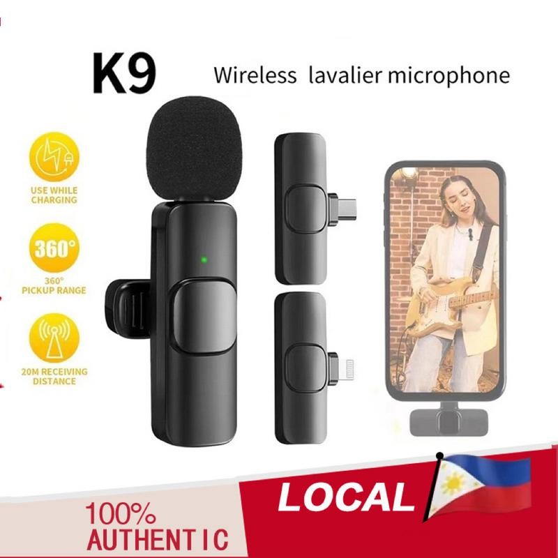 K9 Wireless Microphone for phone Lavalier Microphone Live Vlogging ...