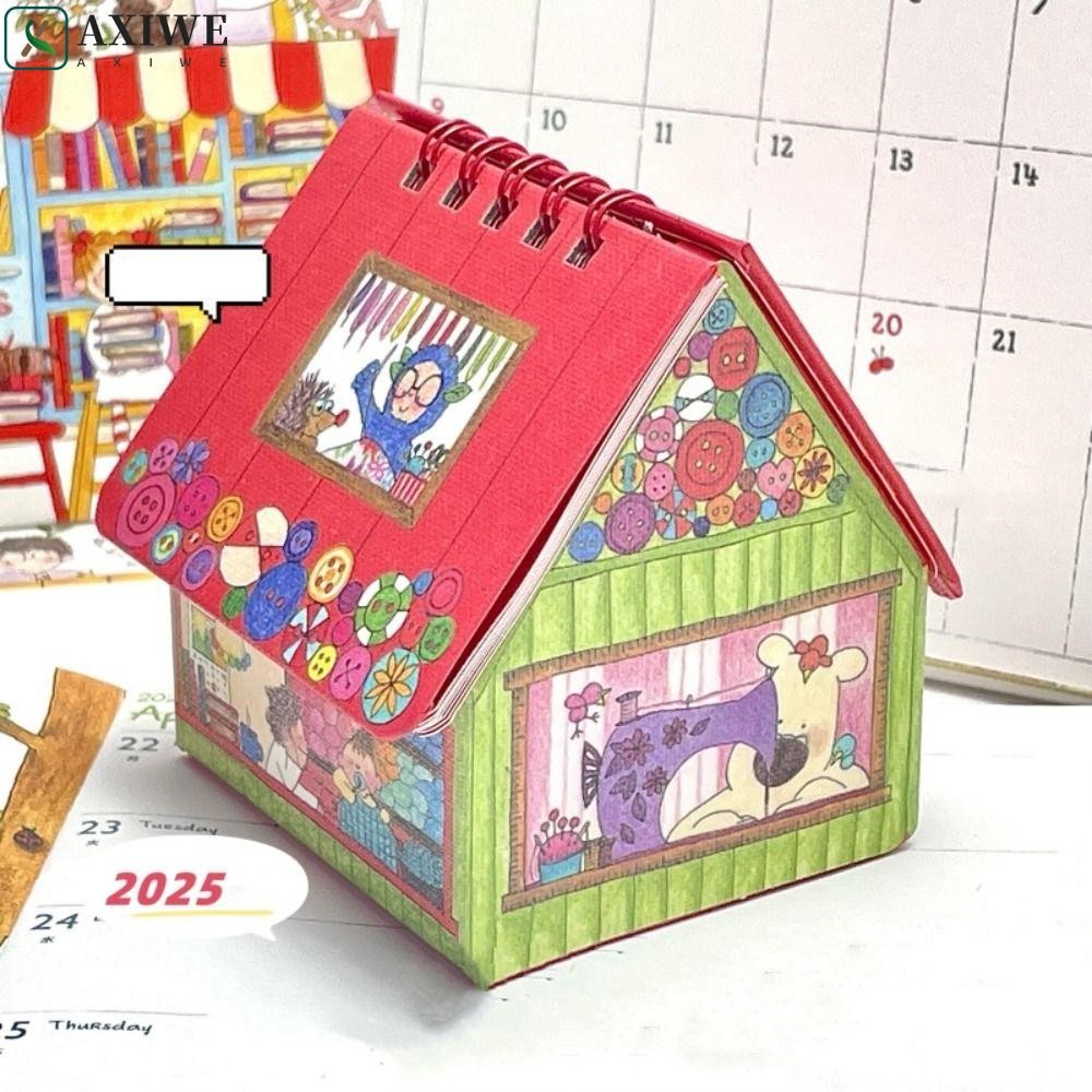 AXIWE 2025 Calendar, Storage Box Dual Use Small House Calendar, Girls ...
