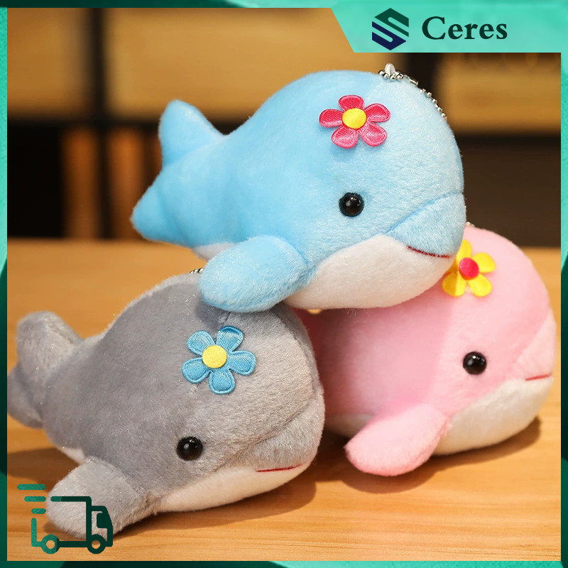 Furry Dolphin Keychain Whale Key Ring For Women Bag Cute Dolphin Plush ...
