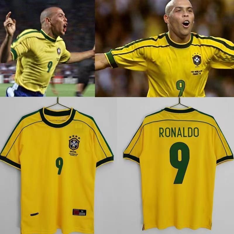 retro Issue 1998 Brasil ronaldo soccer jerseys football shirt men ...