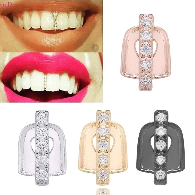 yml3 Teeth Gap Gold Silver Rose Gold Black Hip Hop Crystal Grills Punk ...