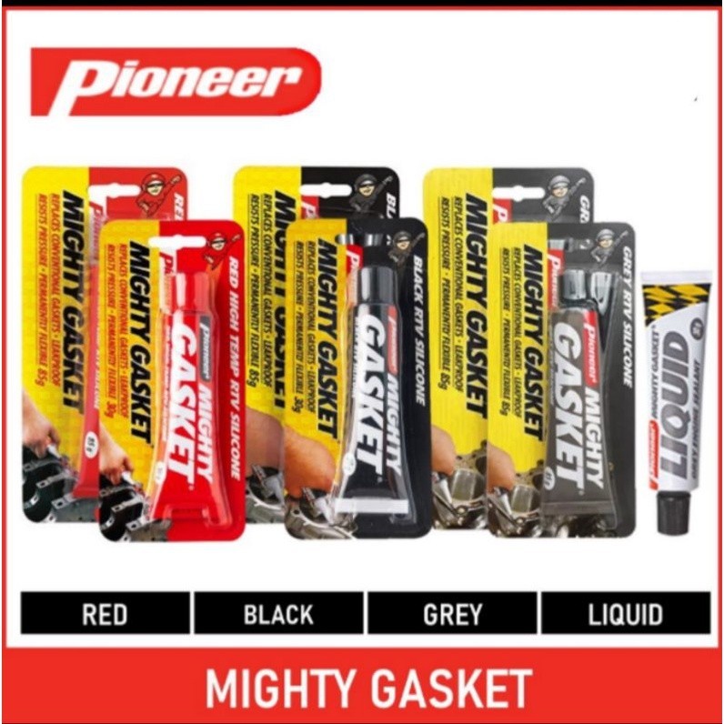 PIONEER MIGHTY GASKET RED HIGH TEMP, BLACK, GREY 100% RTV SILICON ...