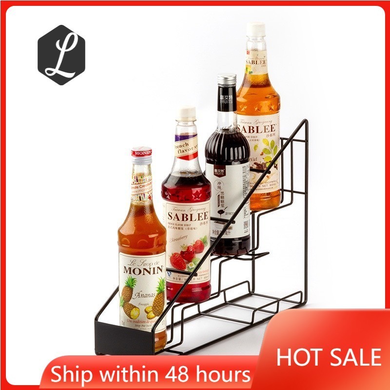 Fruit Dew Rack/Syrup Metal Rack Syrup Bottle Rack 4Layer Black/Copper ...