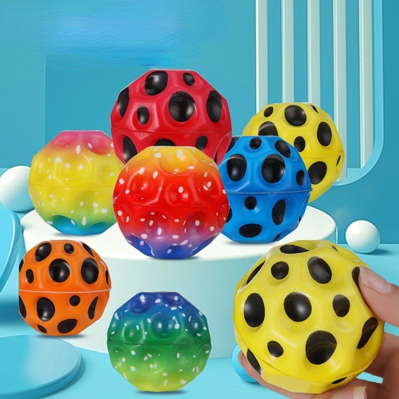 High Resilience Hole Ball Soft Bouncy Ball Anti-fall Moon Shape Porous ...