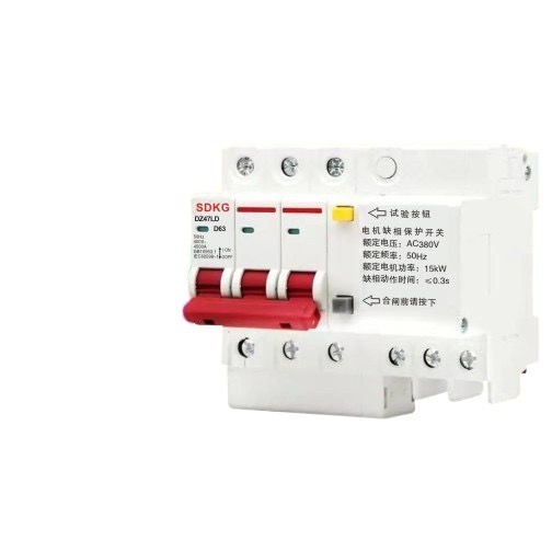 Three-phase 380V household circuit breaker 32A/63A motor leakage protector water pump phase loss ...