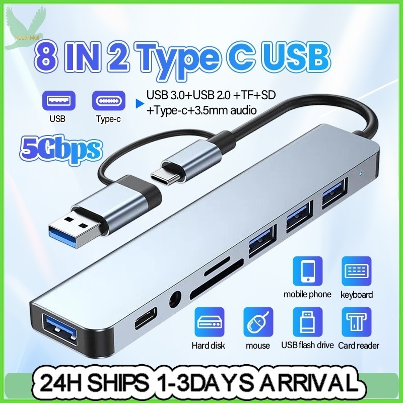 8 in 1 USB 3.0 Splitter Type C USB Hub High Speed USB Multi Splitter ...