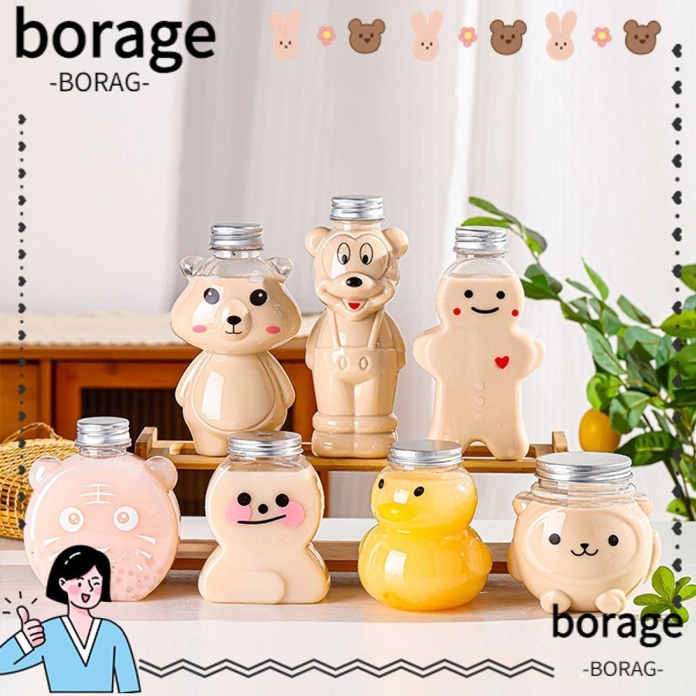 BORAG 2pcs Milk Tea Juice Bottles, with Lids 500ml Water Bottle, Cute ...