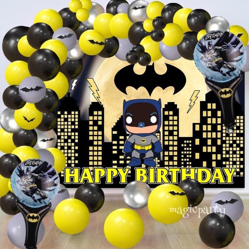 Batman Theme Balloons The Avengers Yellow Black Balloon Garland Arch ...