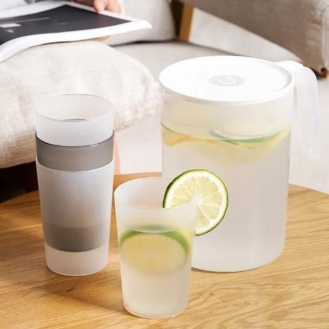 2L Pitcher Juice Container Pitsel Fiberglass Cup Water Jug with Free 4 ...