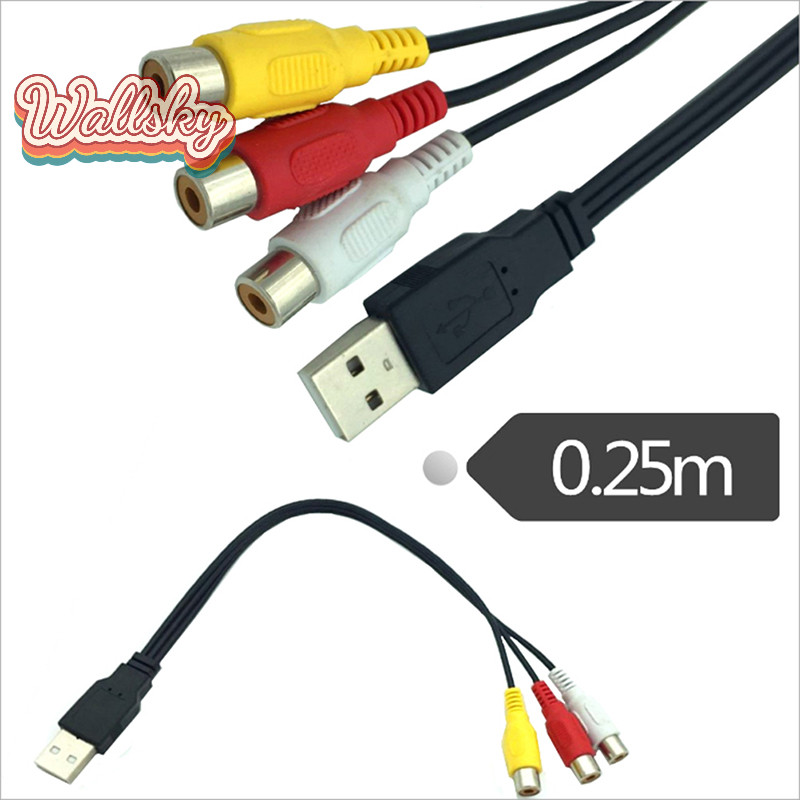 Wallsky> USB male plug to 3 rca female adapter audio converter cable ...