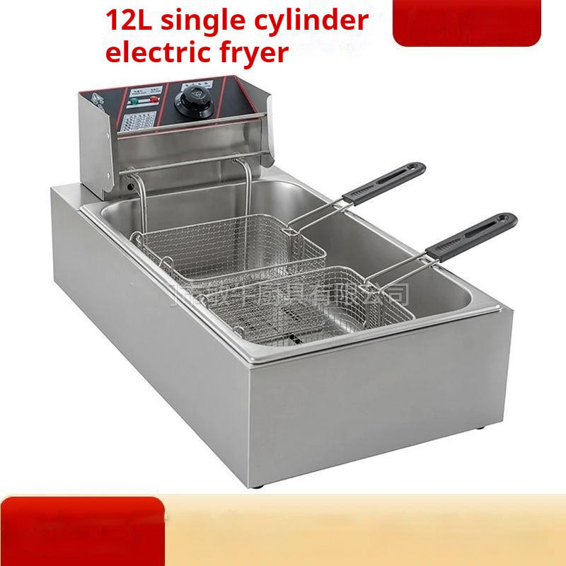 Electric Fryer 12L Single Cylinder Double Screen Fryer Large Capacity ...