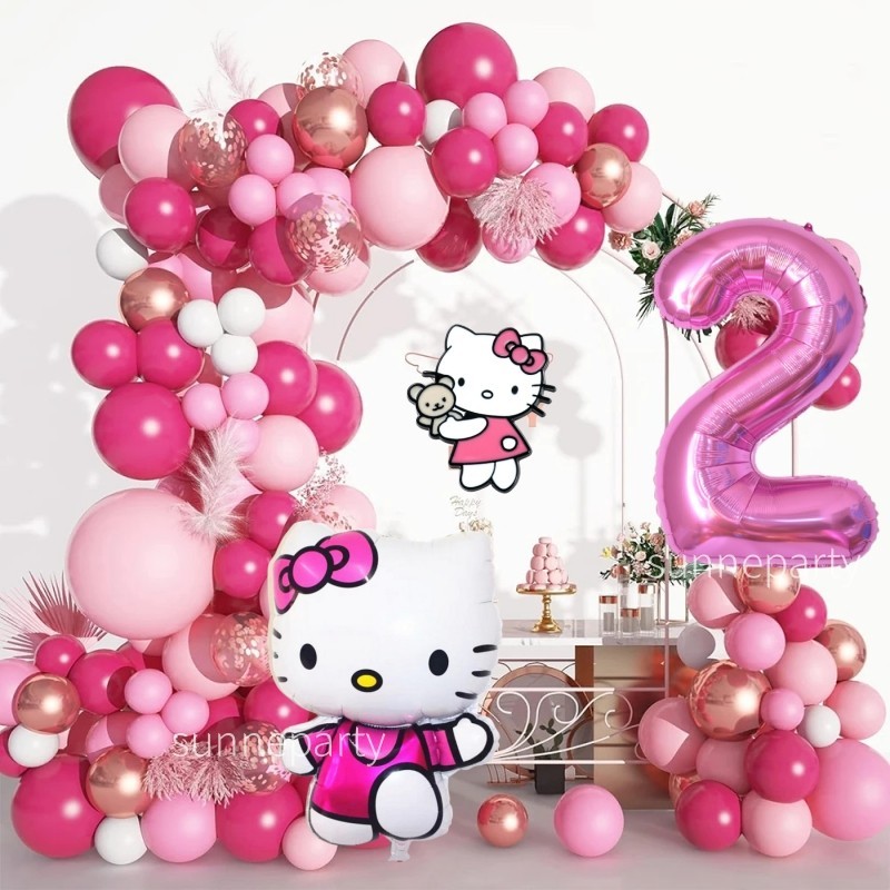 Hello Kitty Balloon Garland Arch Kit Rose Gold Confetti Balloons ...