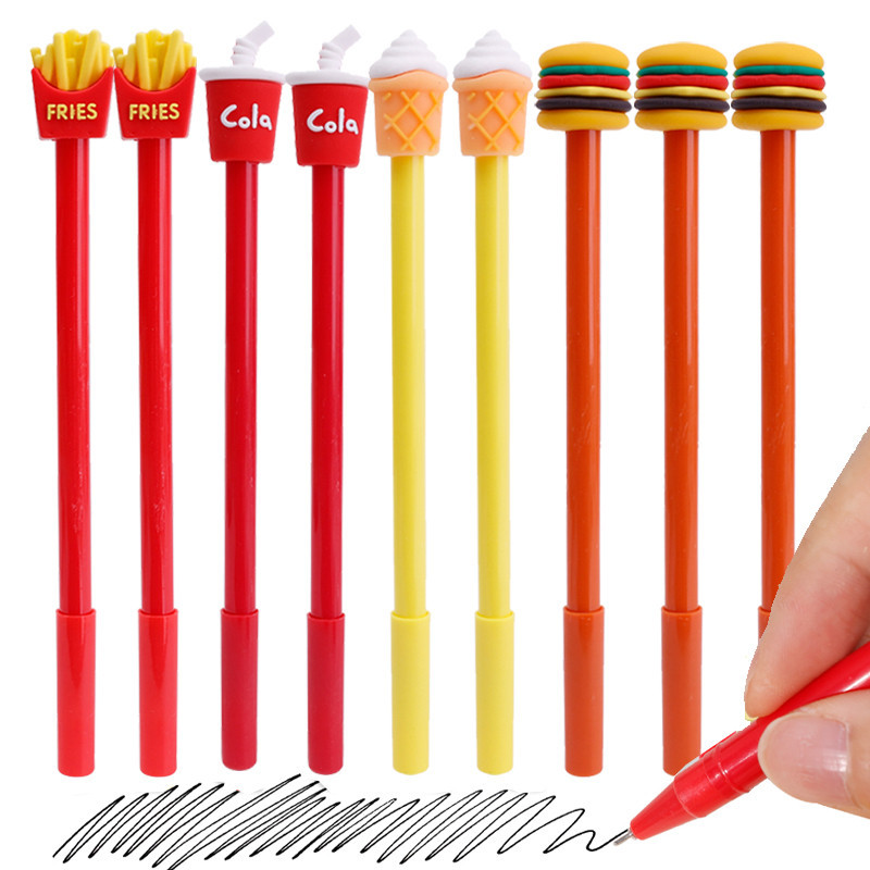 Cute Creative Gel Pens - Ice Cream Fries Cola Burger Ball Pen - Neutral ...