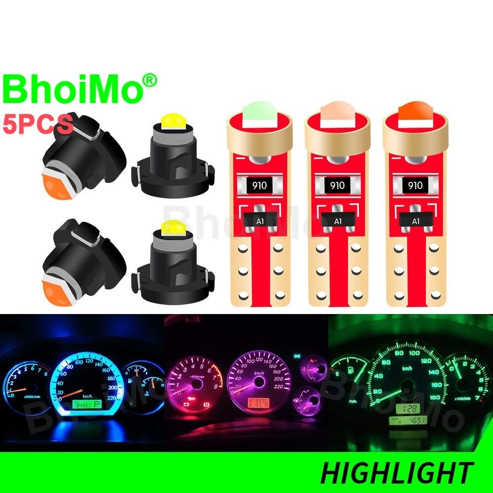 BhoiMo 5PCS T5 Led Meter T3 T4.2 W3W T4.7 Dashboard Light 3030 Car Interior Cluster Gauge Bulb ...