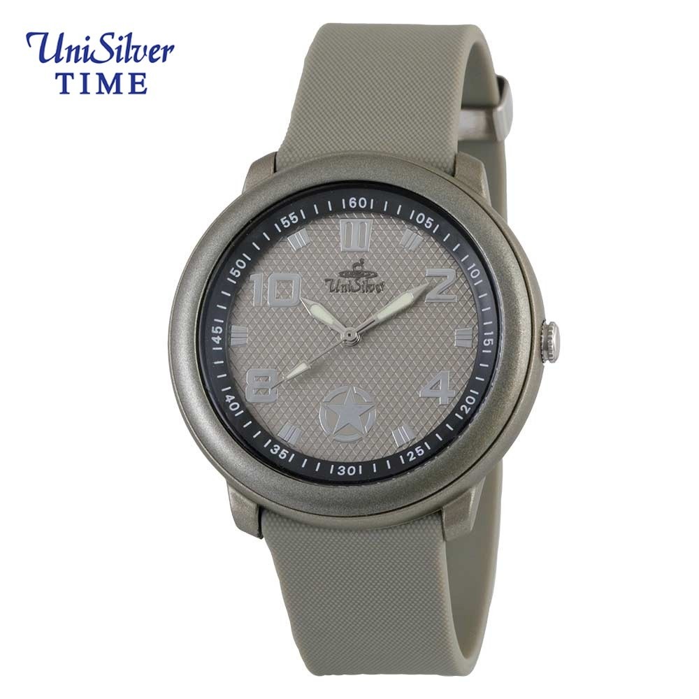 UniSilver TIME CURVEN STARSIX Men's Medium Analog Black/Gray Rubber ...