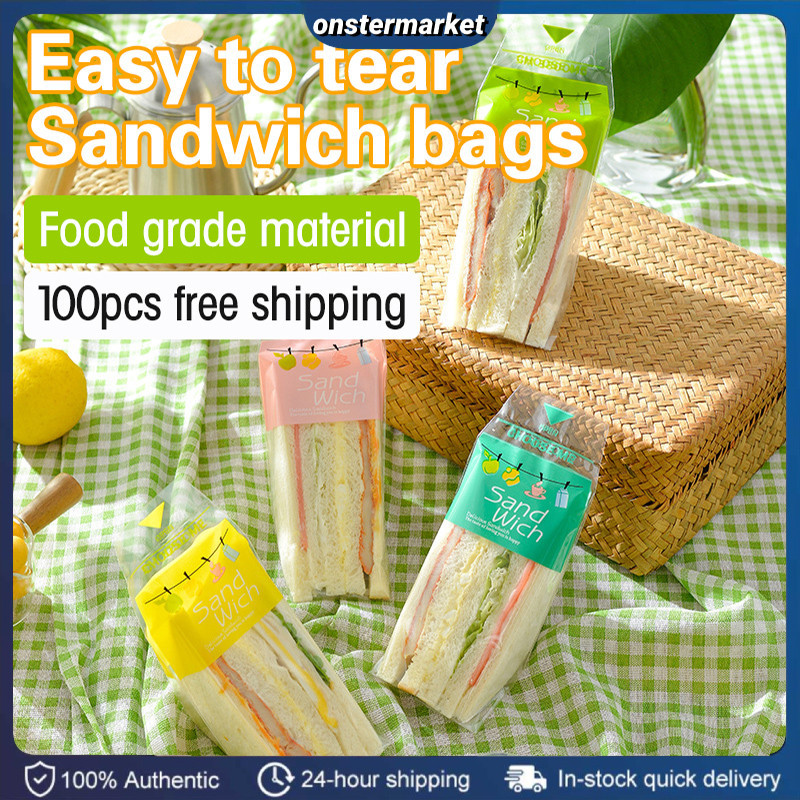 100pc Sandwich Wrapper Triangle Toast Bag Sandwich Plastic Pastry Food ...