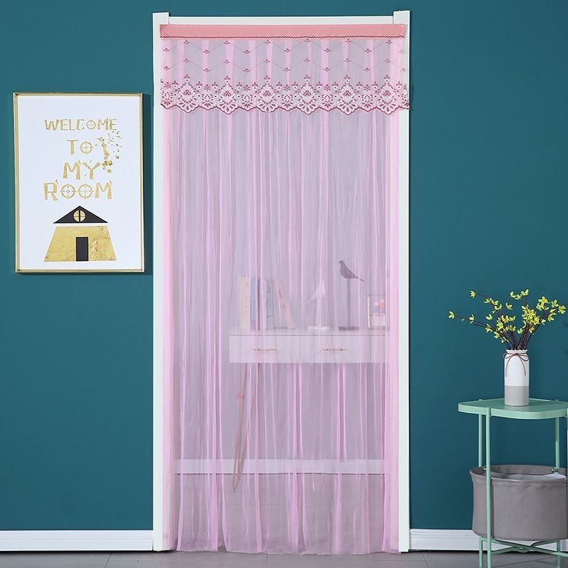 Lace Door Curtain Household Mosquito-Proof Curtain Velcro Self-Adhesive ...