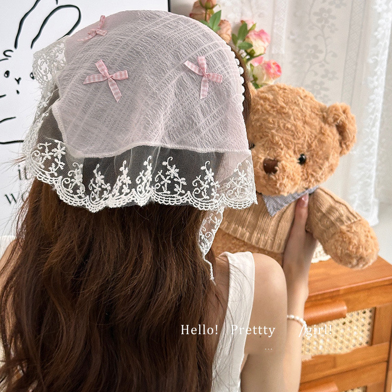 Hairhoop Style Triangle Headscarf Bow Hair Accessories Lace Headscarf ...