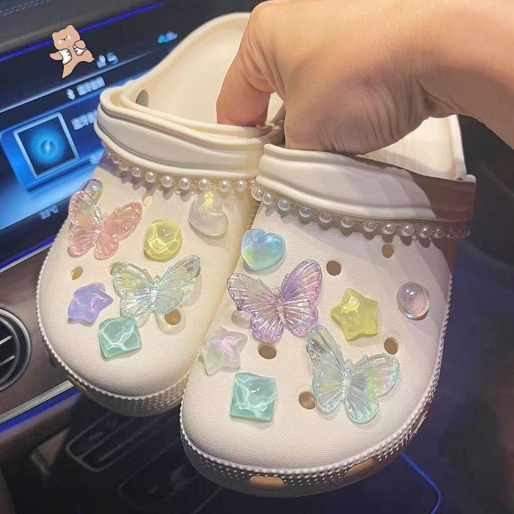 Fashion Round Crystal Jibbitz Charm Butterfly Jibits Crocs Gemstone ...