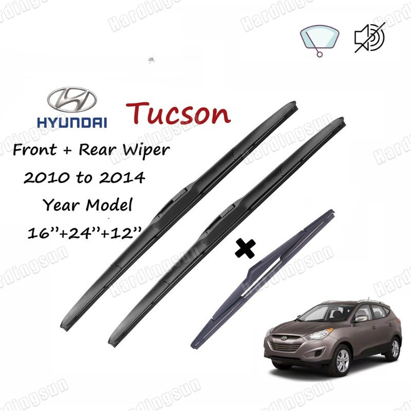 Quality)Hyundai Tucson 16“+24”+12“Wiper Blade Set (Front/Rear) for 2010 ...