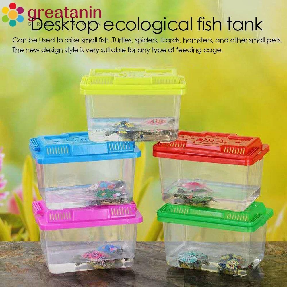 GREATANIN Goldfish Tank Plastic Cage Bowls Aquarium Turtle Tank ...