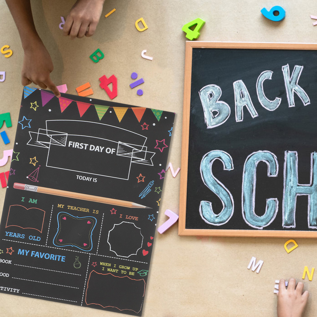1 Set of Interesting School Sign First Day Chalk Board Children ...