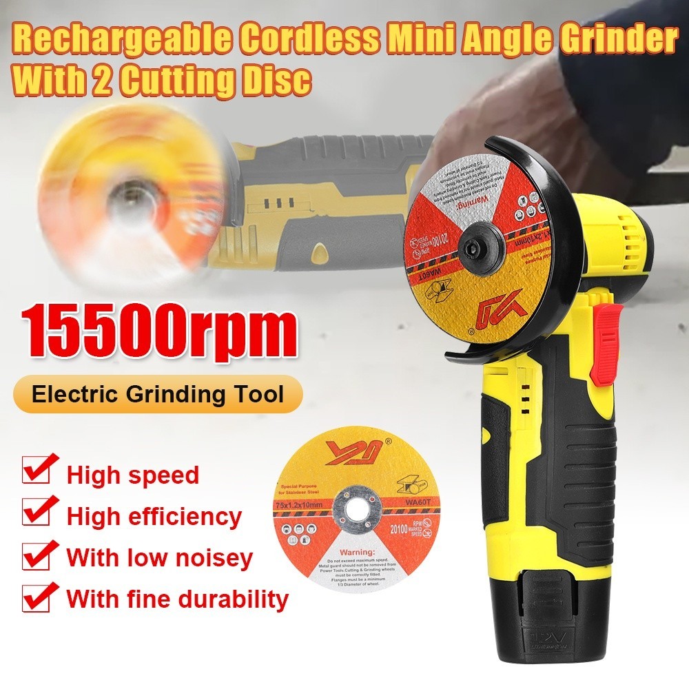 RR+`12V Cordless Angle Grinder Rechargeable Grinding Tool Mini Grinder ...