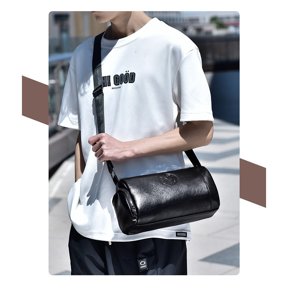 New High-Grade Men's Pu Leather Bag Large Capacity Waterproof Crossbody ...