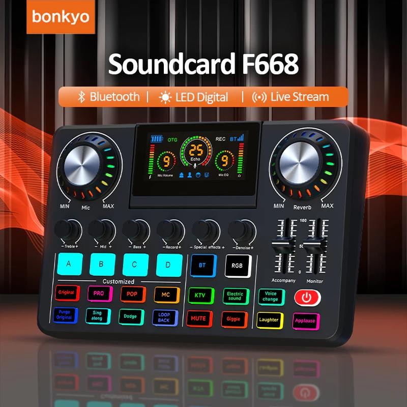 Bonkyo F668 SoundCard Mixer DJ Bluetooth wireless with a strong noise ...
