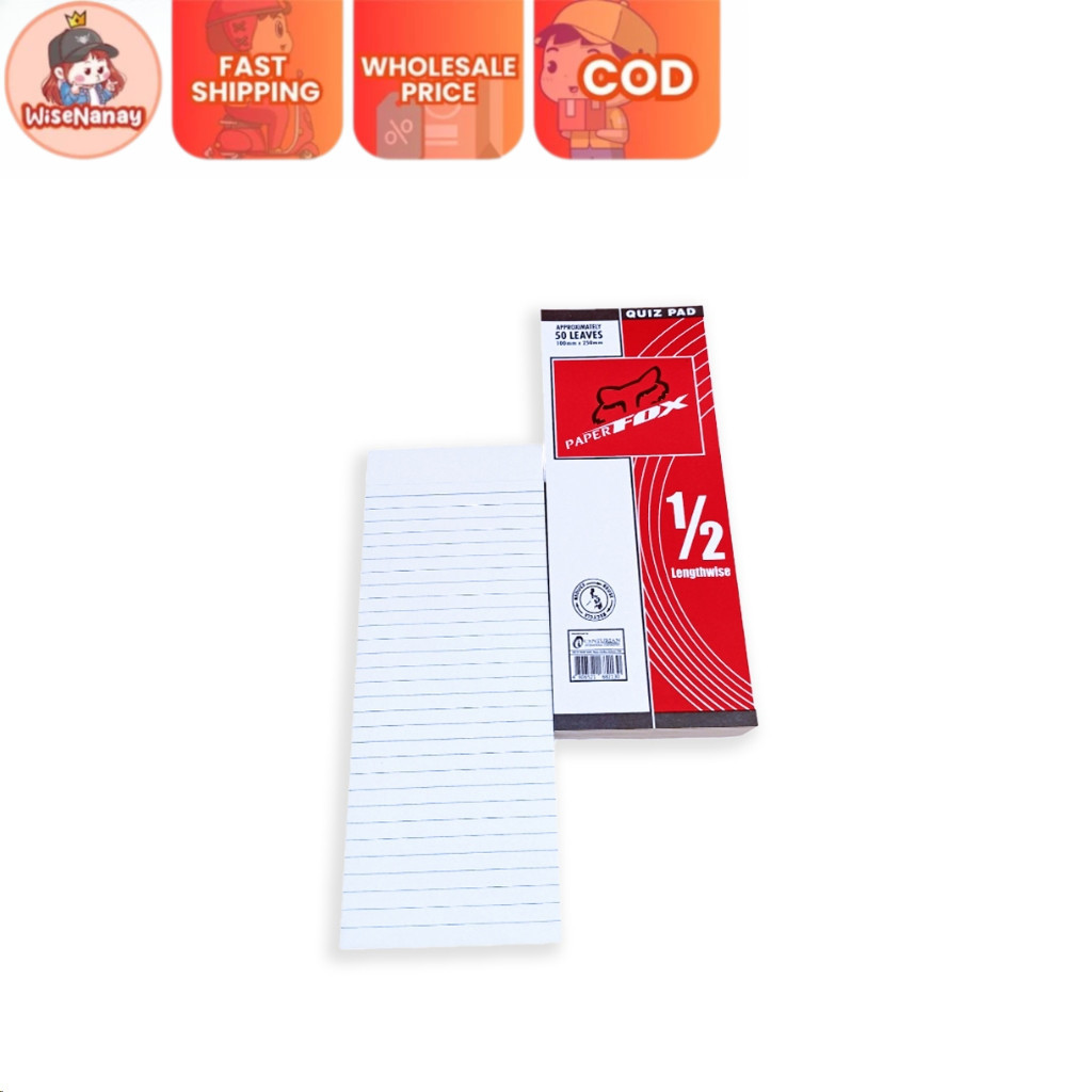 WiseNanay Quiz Pad Paper 1/2 Lengthwise 50 Leaves #1438 | Shopee ...