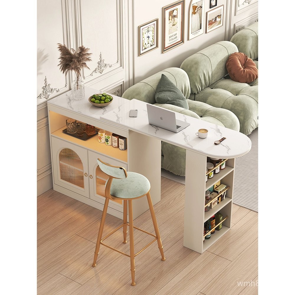 Solid Wood Cream Bar Counter Household Living Room Sideboard Cabinet ...