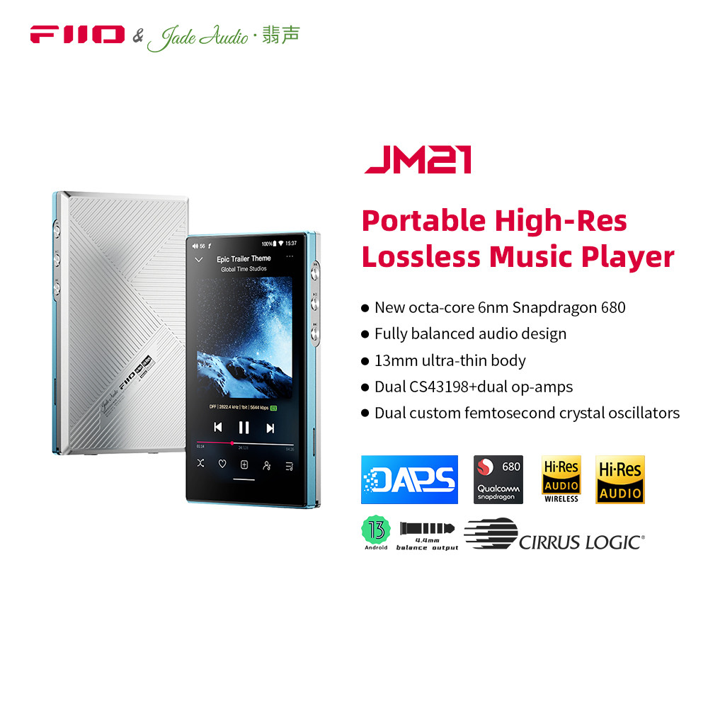 FiiO JM21 Android 13 Hi-Res Music Player MP3 with Snapdragon 680 USB DAC 12.5H Playtime FreeGift ...