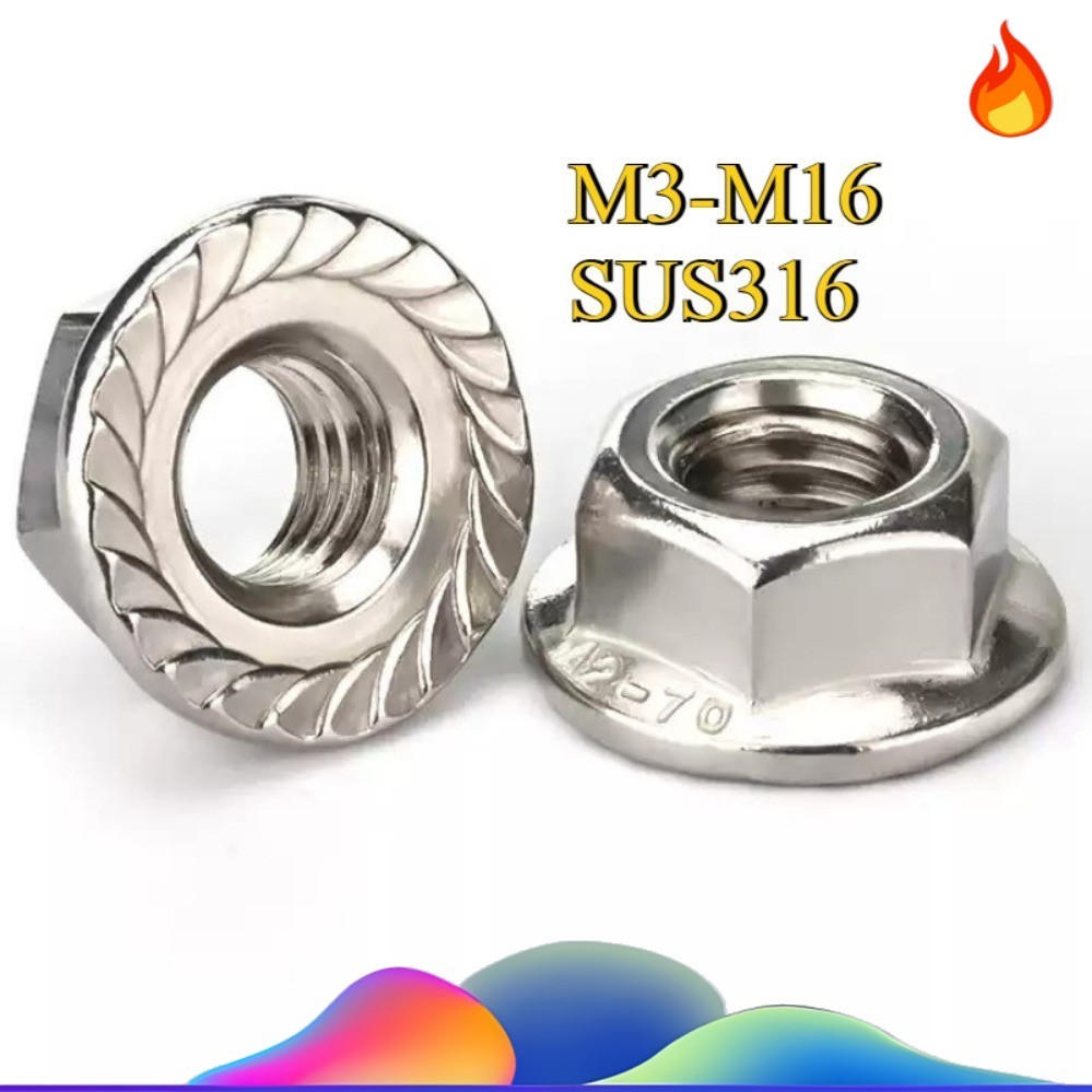 ((Quick Shipment)Flange Nuts SUS316 Hexagonal Flange Nut M3/M4/M5/M6/M8/M10/M12/M14/M16 [WDY-XDM ...