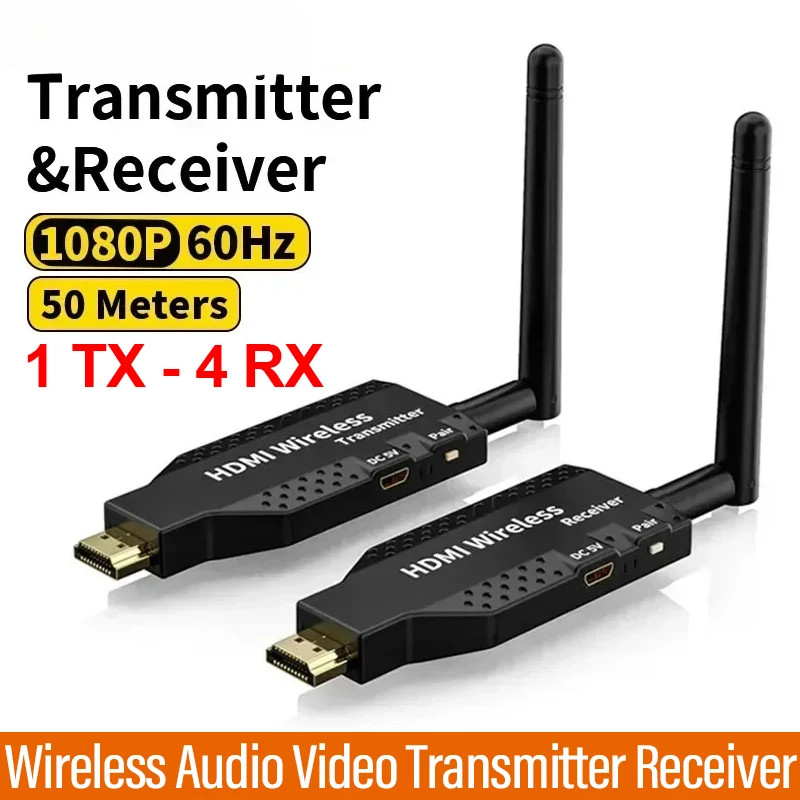 50M 5G 1080P HDMI Wireless Audio Video Transmitter Receiver Extender ...