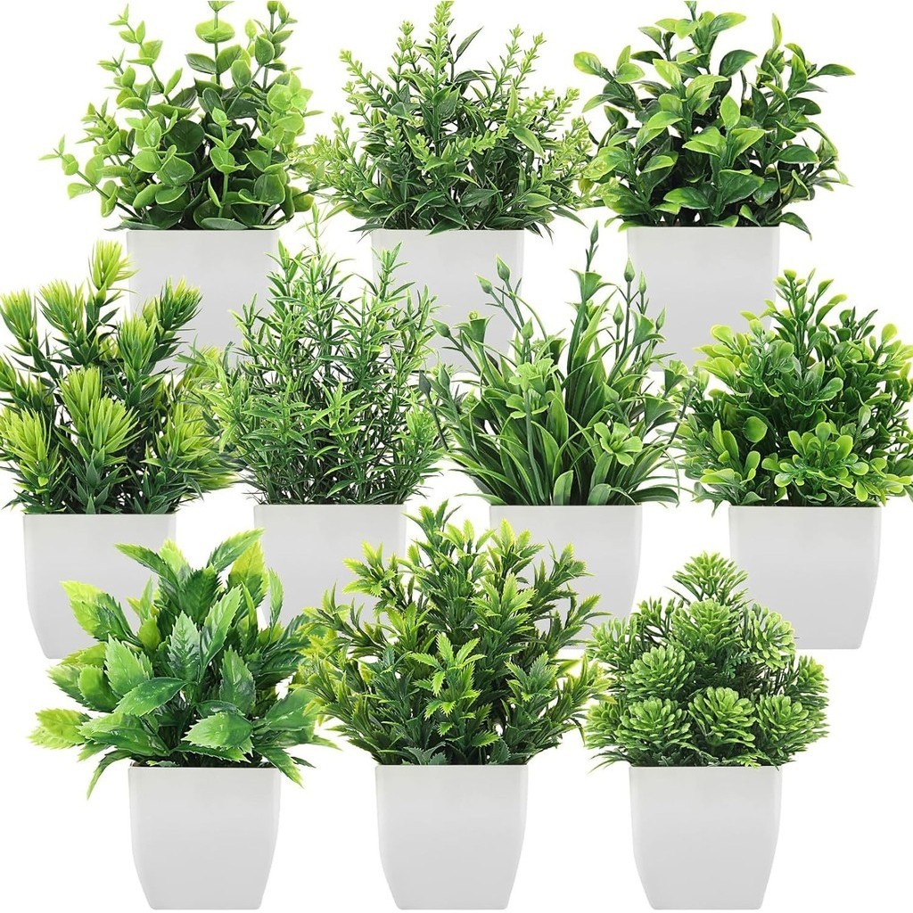 Artificial Small Potted Plant Lavender Eucalyptus Simulation Green ...