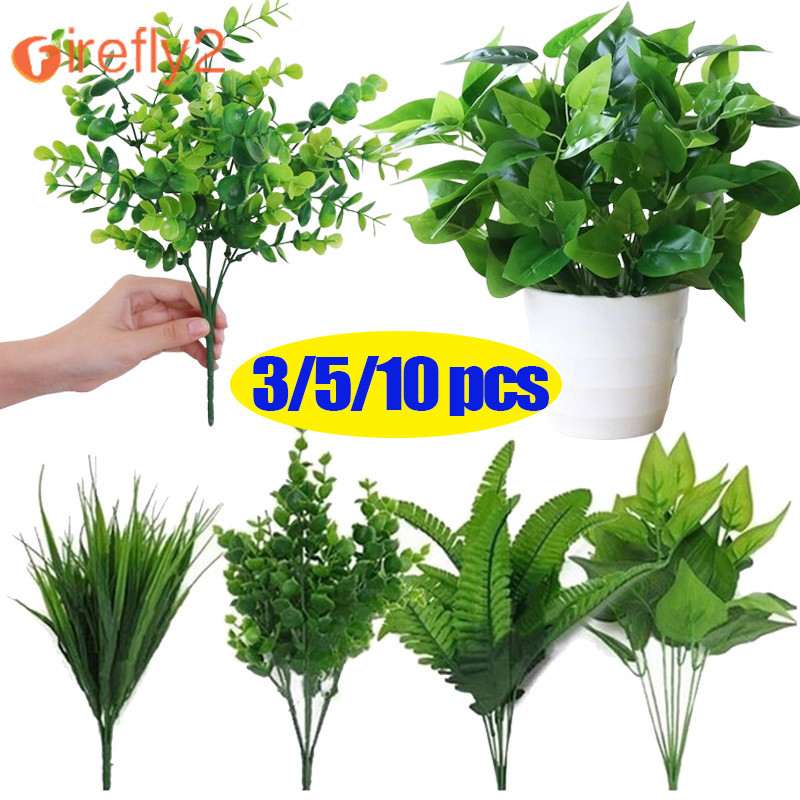 3/5/10pcs Artificial Plants - Outside Simulation Greenery Leaves - UV ...
