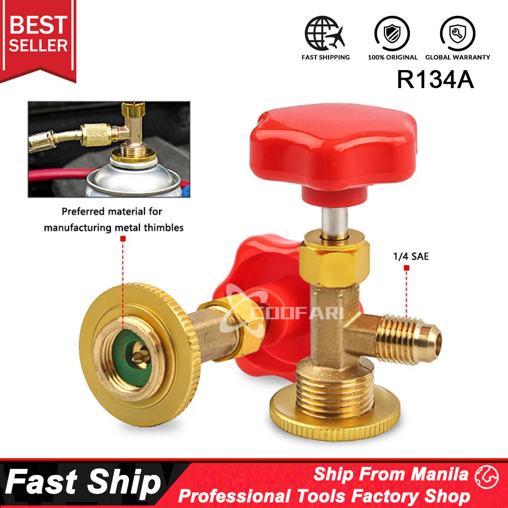 R134A Can Tap Valve Dispenser Valve AC Refrigerant Bottle Opener SAE ...