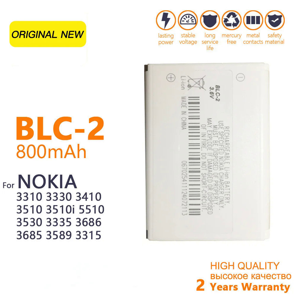 Genuine BLC-2 BLC2 3.6V 800mAh Lithium Polymer Battery For Nokia 3310 3330 3410 3315 3510 5510 ...