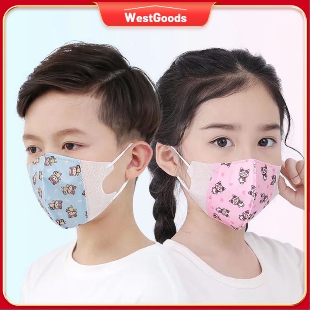 WG 10pcs Kids 3D Disposable Face Mask Cute Cartoon Character Children ...