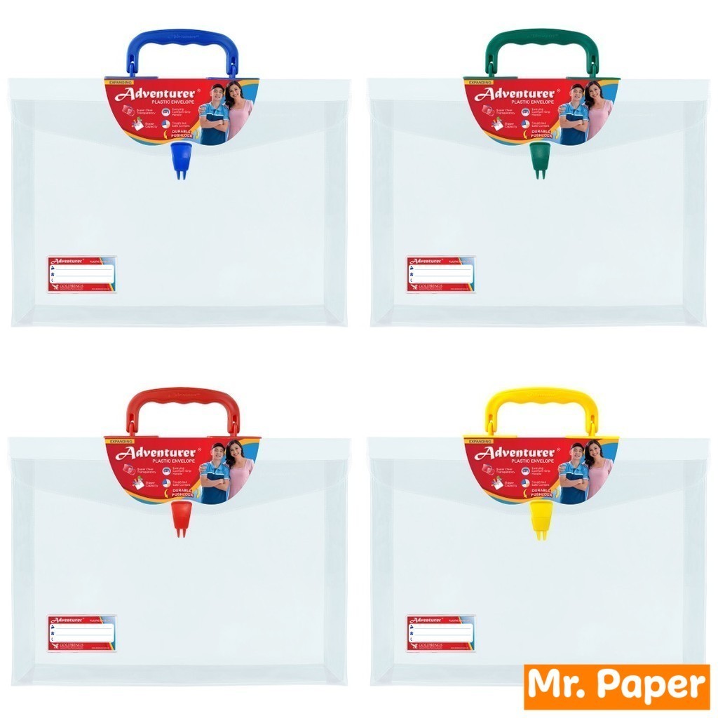 Adventurer Expanding Plastic Envelope Colored Transparent with Handle ...