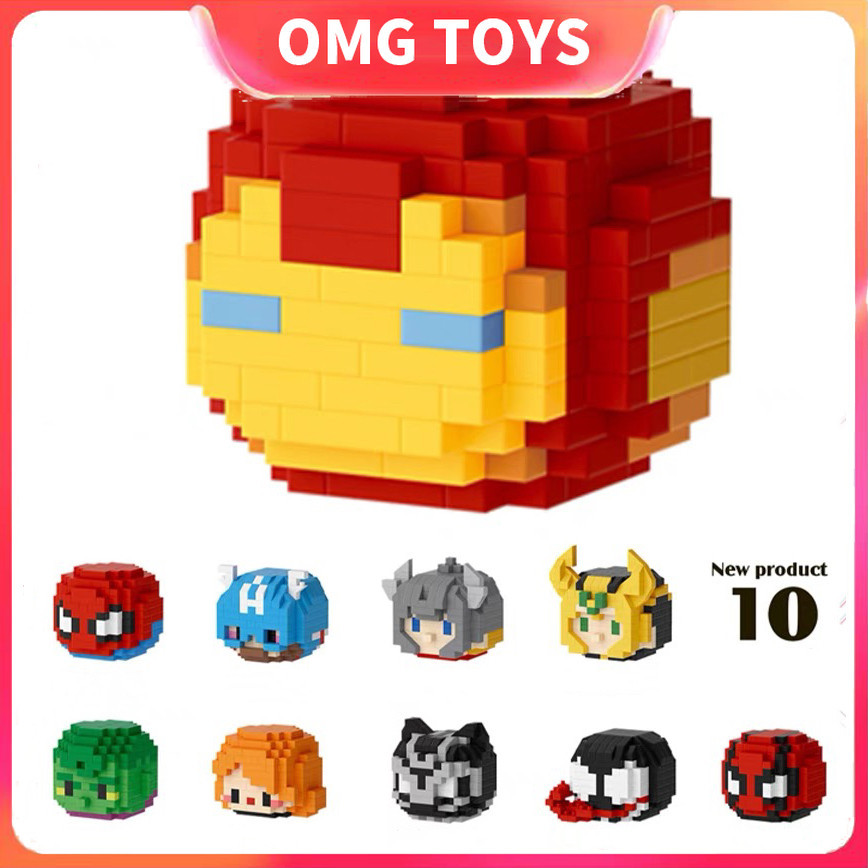 Mini Block Building Blocks Cute Round Cartoon Character Block 3D Puzzle ...