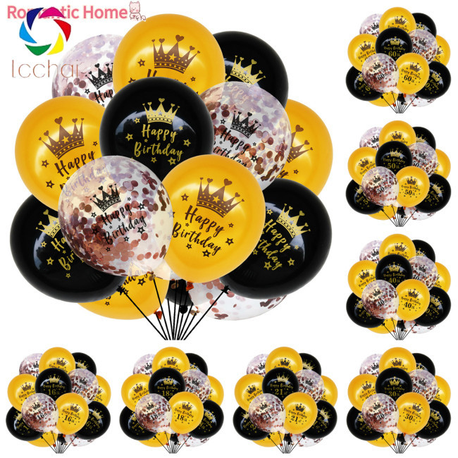 Bundle offer!! 15pcs Crown Number Latex Balloons 16/18/21/30/40/50/60th ...
