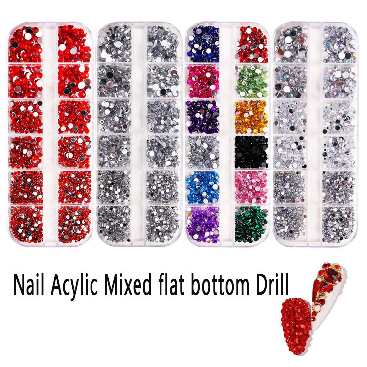 Clear AB Boxed Crystal Strass Nail Art Rhinestone Decoration Mixed Size ...