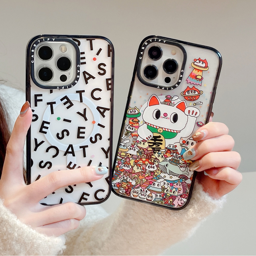 【Lucky Cat】CASETIFY Magnetic absorption High Quality Acrylic Phone Case ...