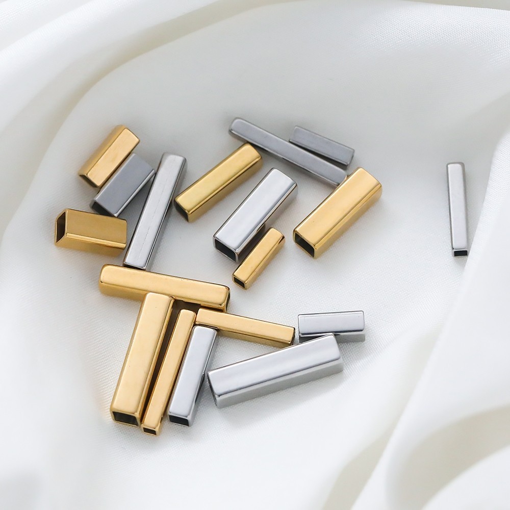 St. kunkka 10-20Pcs Stainless Steel Square Tube Hand Beaded Square Tube ...