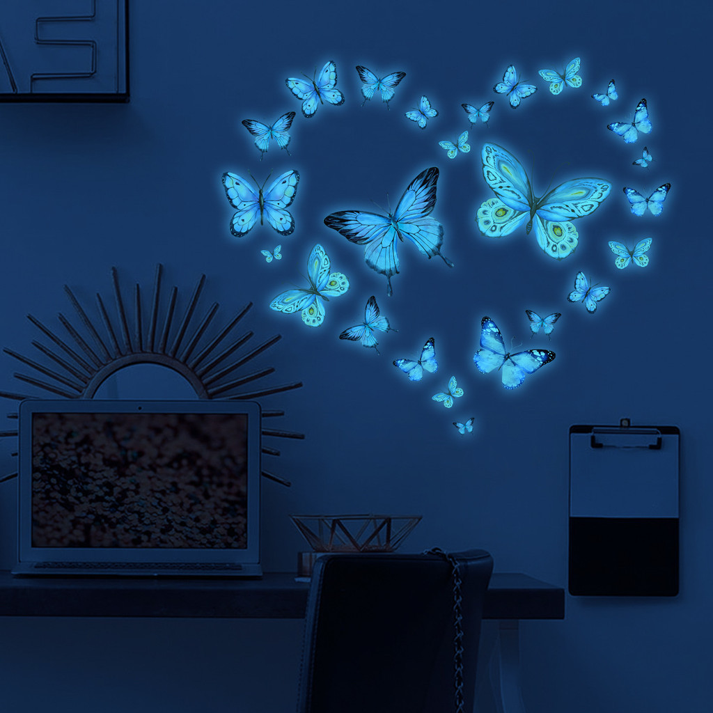 Night light blue light blue butterfly night light sticker living room ...