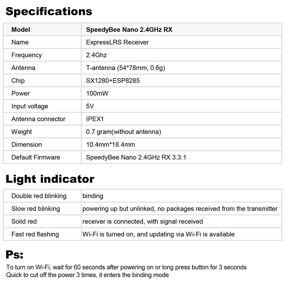SpeedyBee Nano 2.4G ExpressLRS ELRS Receiver for FPV Freestyle Long ...