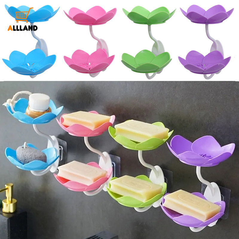 Creative Double Lotus Shape Plastic Soap Storage Rack - Wall Mounted ...